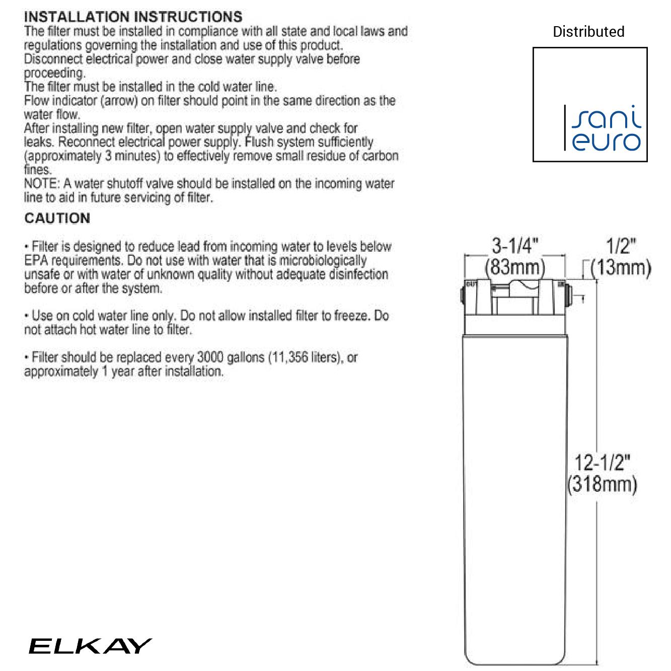 Elkay 51300C Replacement Filter For Ezh2O Bottle Filling Stations